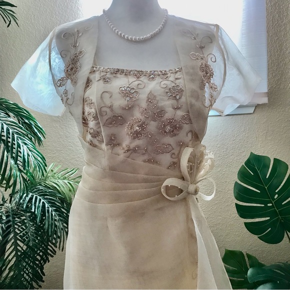 Dresses | Cream Beige Kultura Pinya Organza Filipiniana Mothers Dress W ...